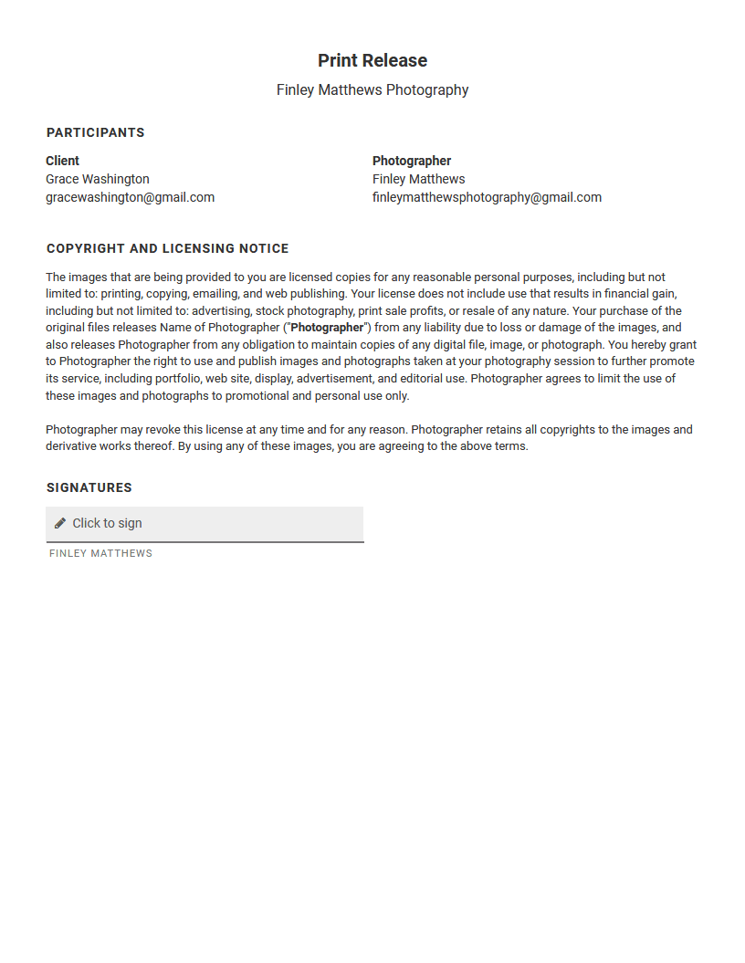 Print Release for Photographers (Free Template) - Lightfolio